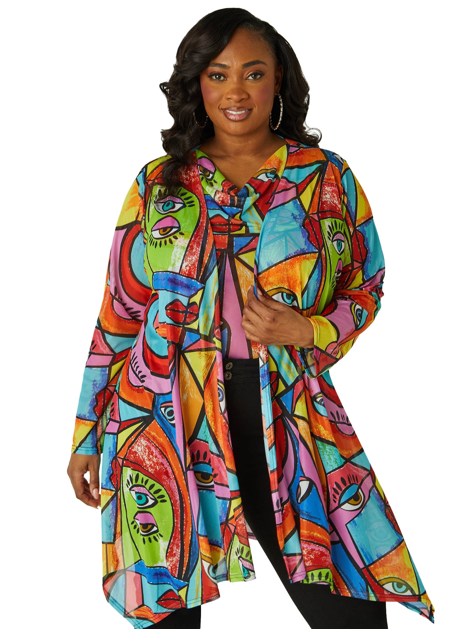 Ashley Stewart Women's Plus Printed Collared Shrug, Sizes 10/12-26/28 ...