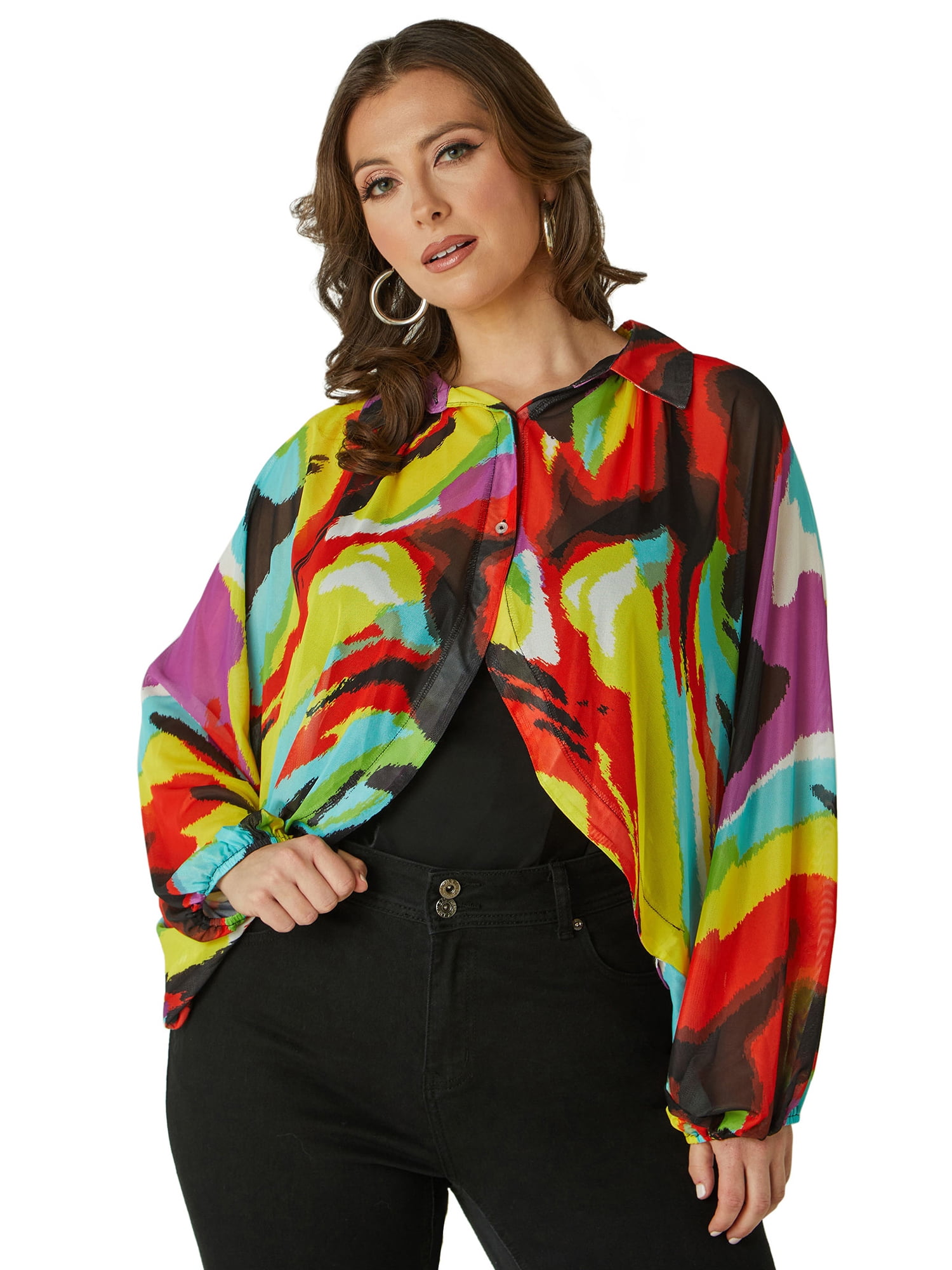 Ashley Stewart Women's Plus Printed Collared Shrug, Sizes 10/12-26/28 ...