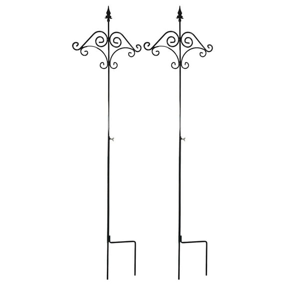 Ashman 91 Inch Shepard's Hook Floral Design Ground Stake Plant Hanger ...