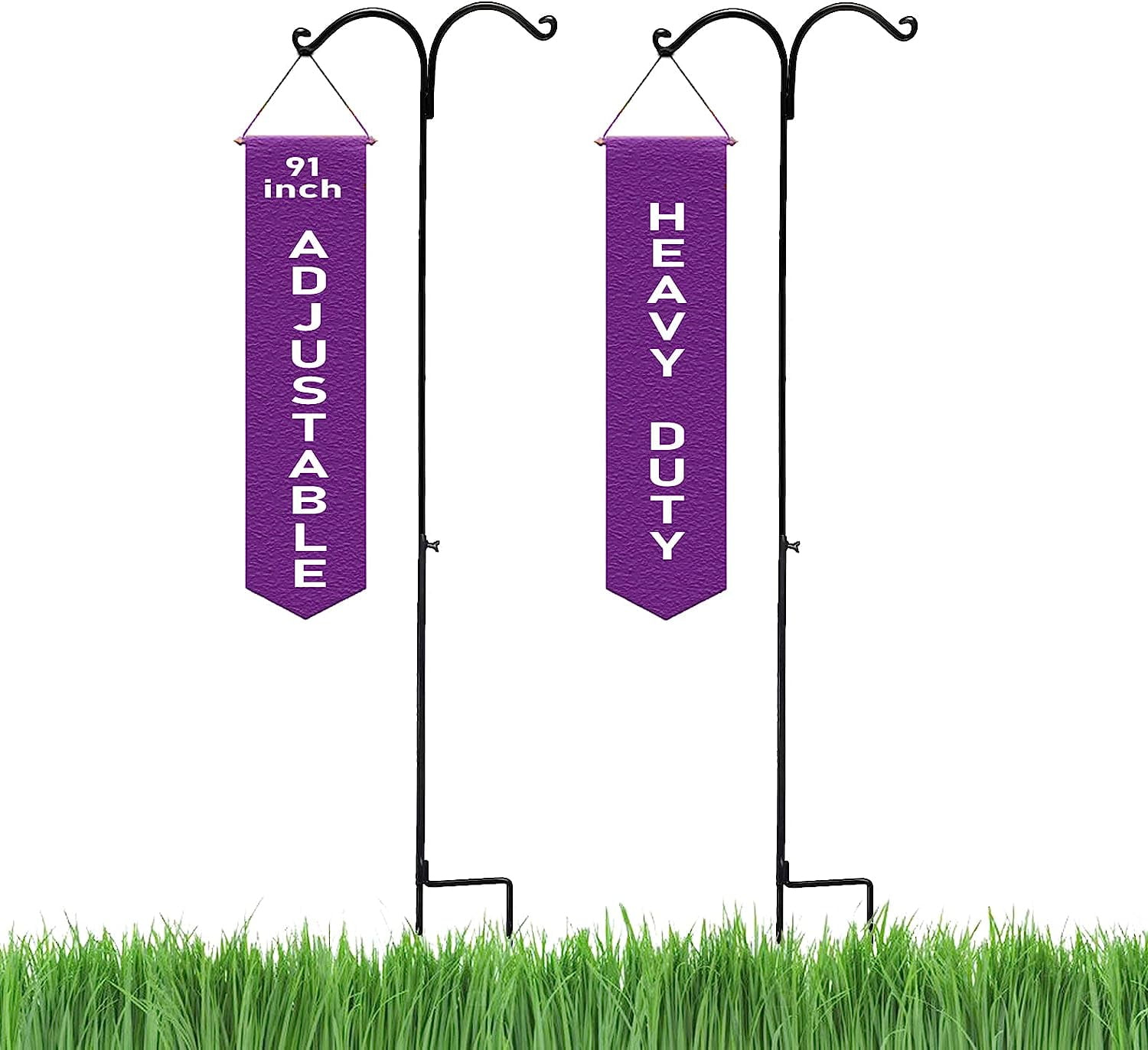 Ashman Adjustable Steel Ground Stake Shepherd's Hook 91 Inch 2 Sided ...