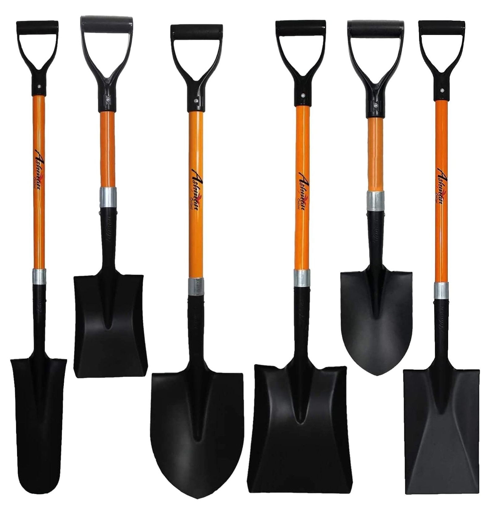 Ashman Assorted Shovels (6 Pcs), 41-Inches Large Handle Digging Shovel ...