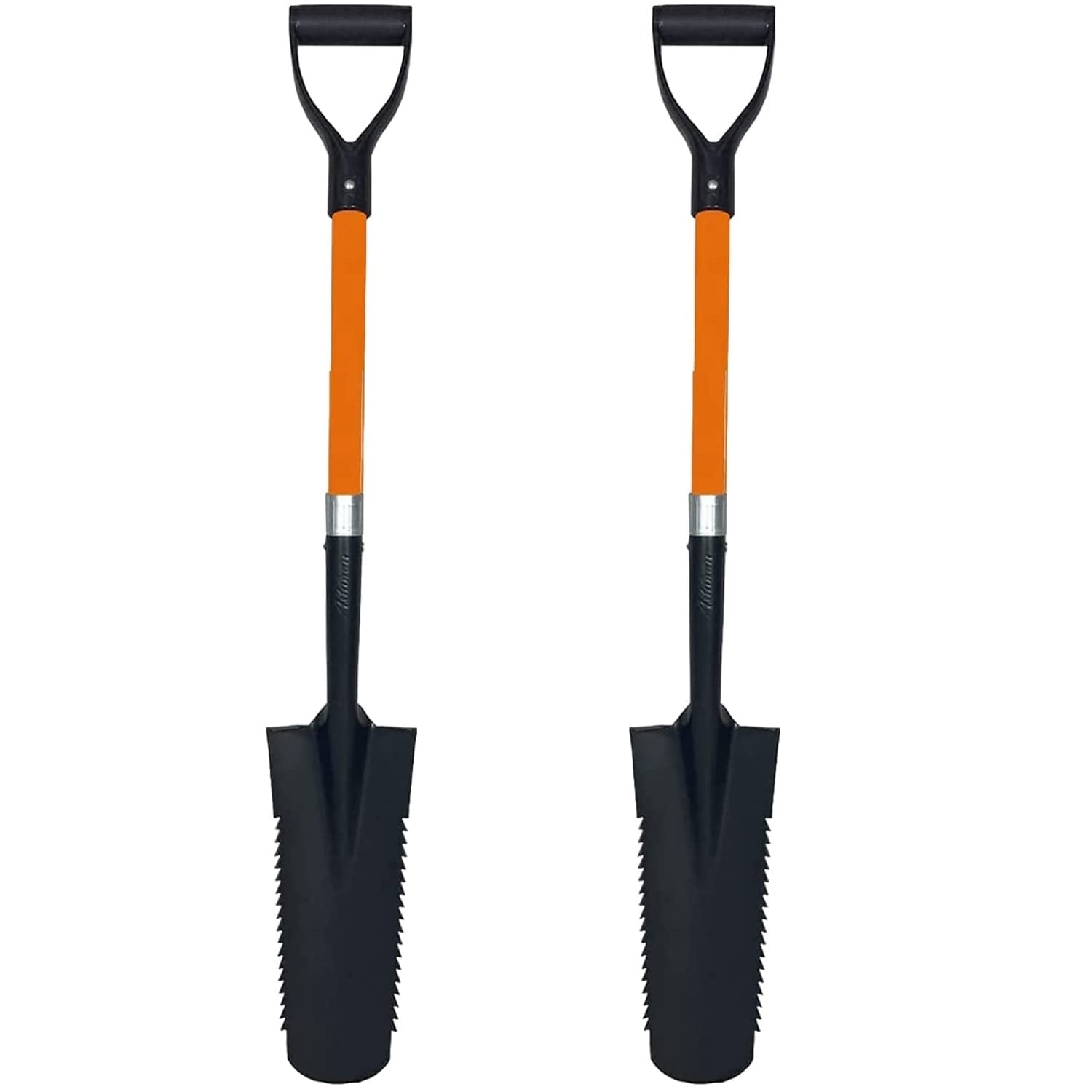 Ashman Drain Spade with Sharp Teeth 2 Pack, 27 Inch Long Handle D Grip ...