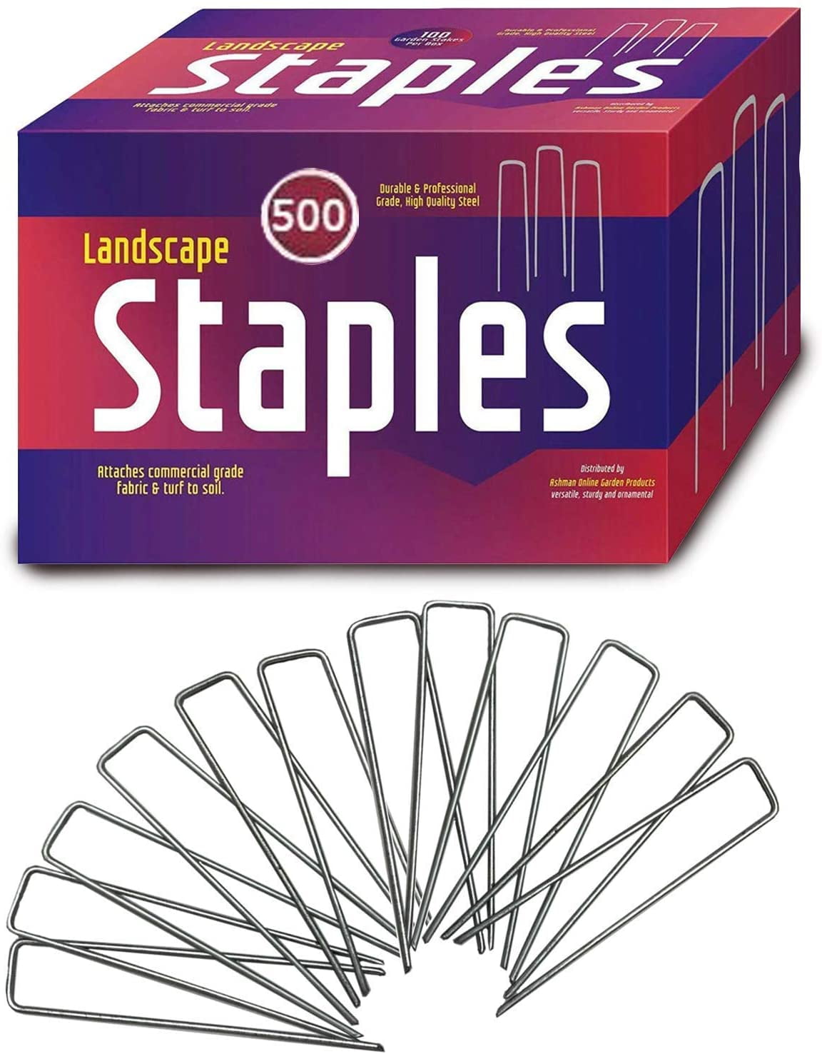 Ashman Galvanized Garden Stakes Landscape Staples and Fence Stake (500 ...