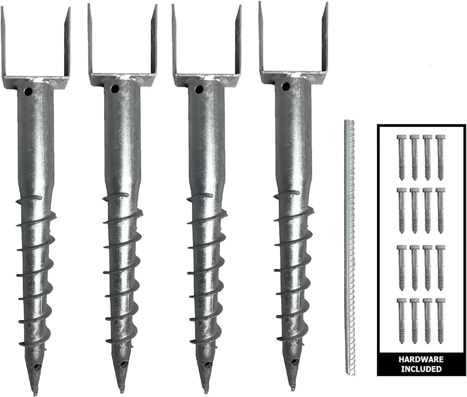 Ashman Ground Screw (4 Pack), No Dig, U-Model Screw in Post Stake - 27 ...