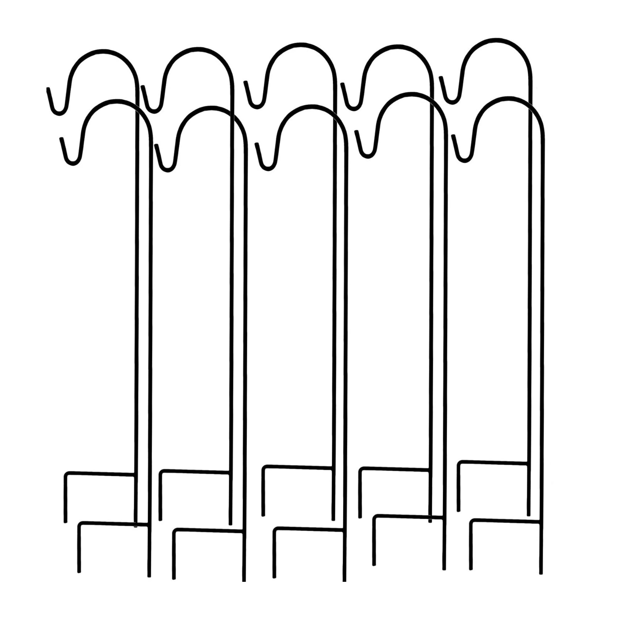 Ashman Heavy Duty Garden Stake Shepard's Hook, 48 Inch Tall, Black, 10 ...
