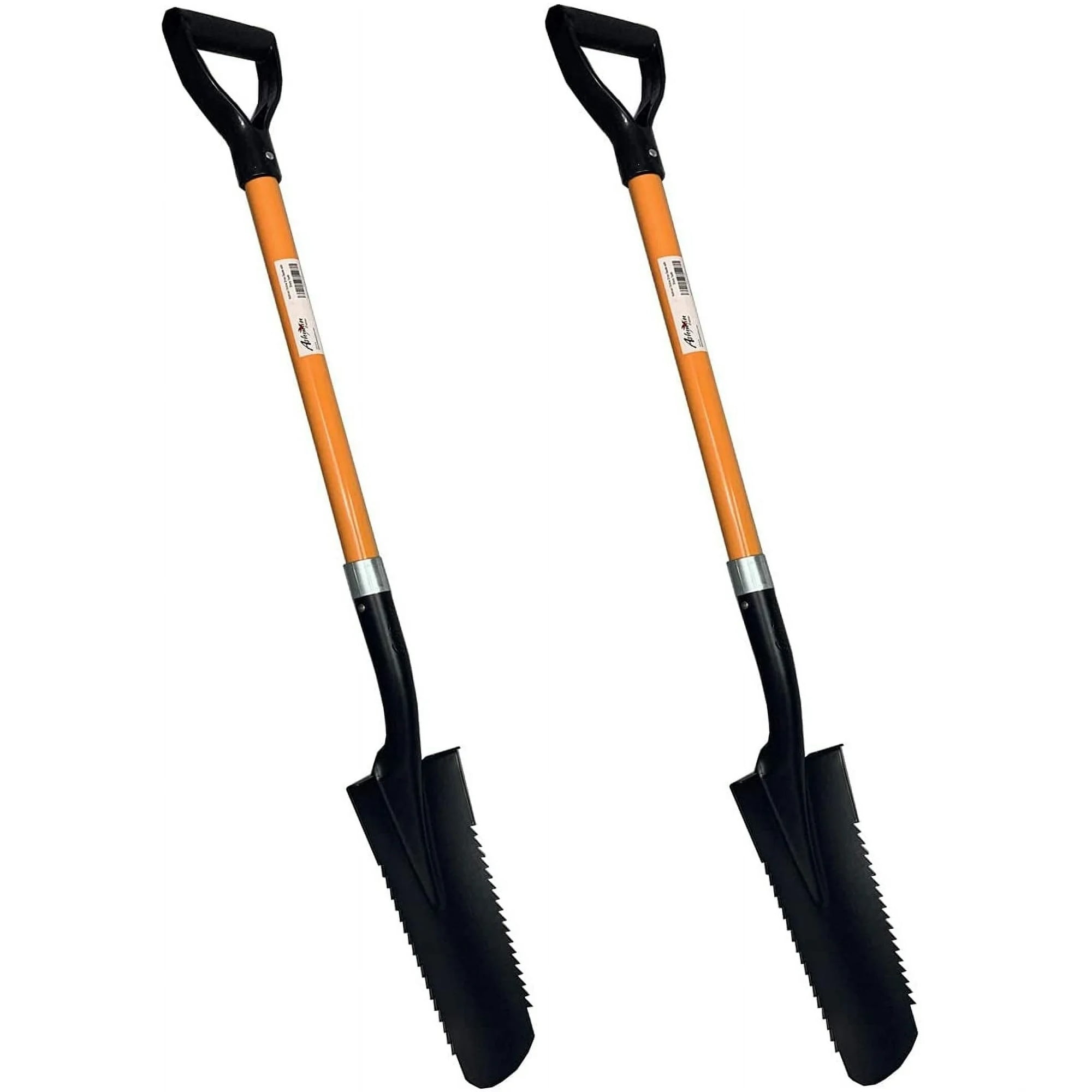 Ashman 41-Inch Fiberglass Handle Drain Spade with Teeth, Orange Metal ...