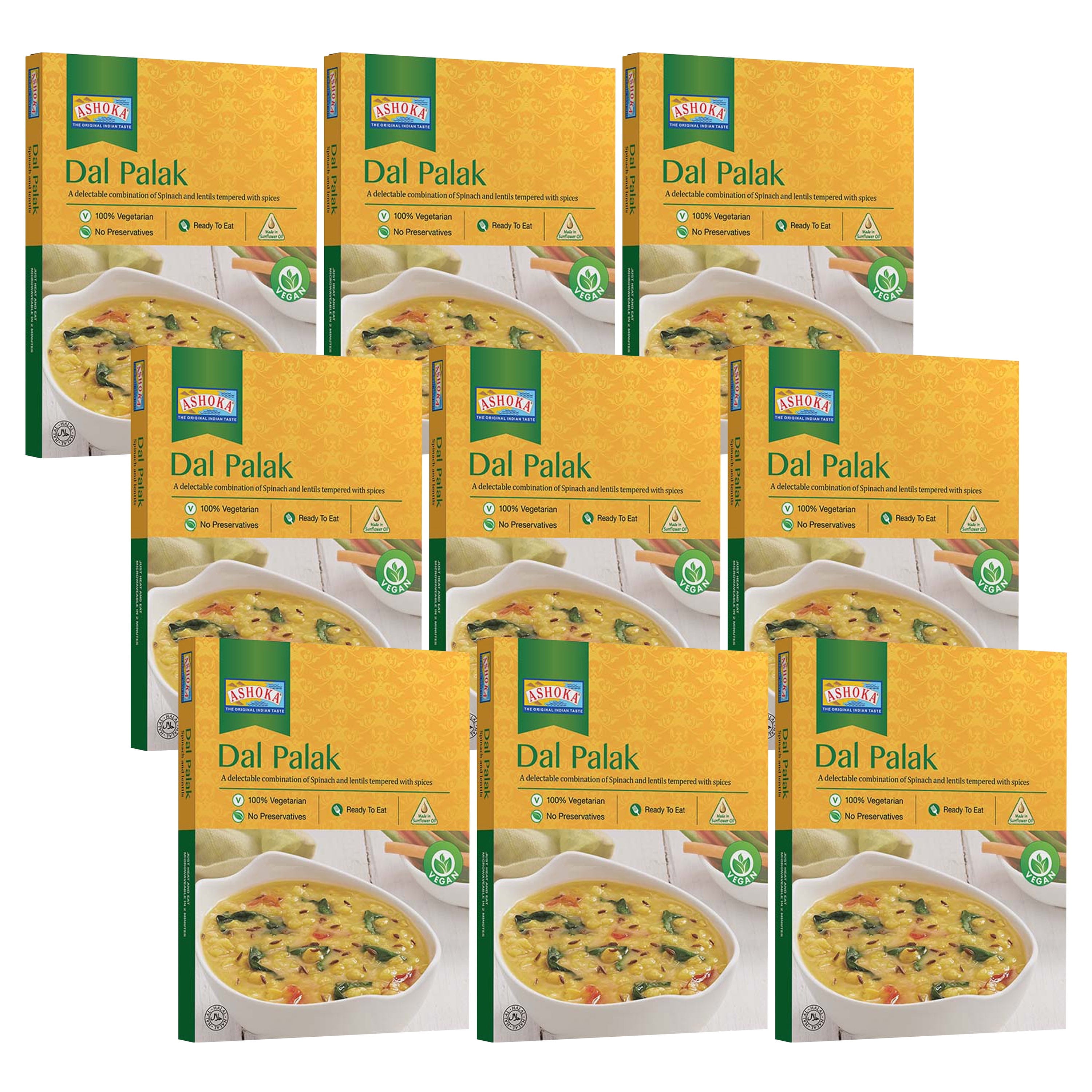 Ashoka All-Natural Entrees 1932, Vegan Spinach and Lentils, Microwave ...