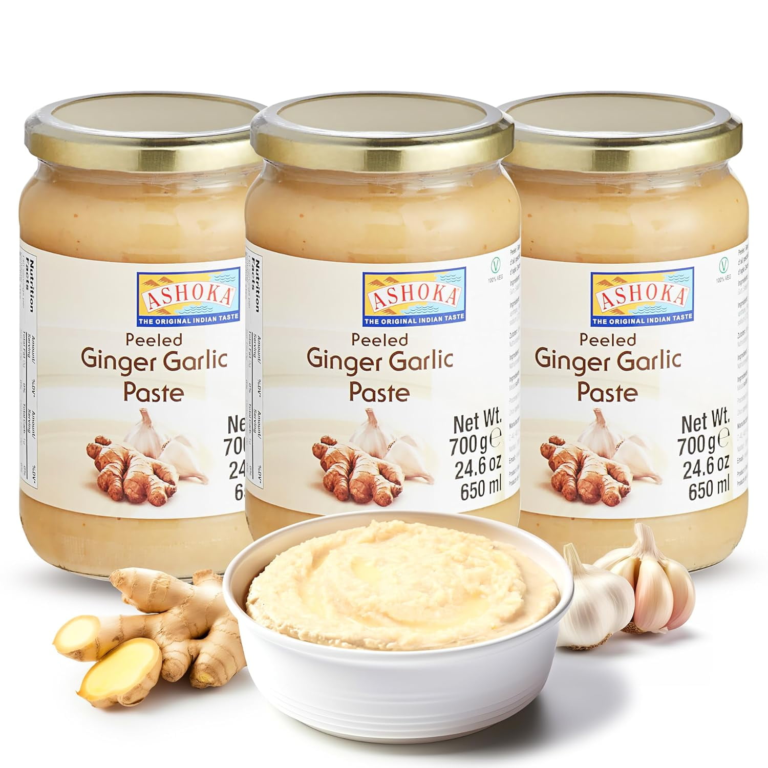 Ashoka Ginger Garlic Paste | Fresh Cooking Paste | Vegan | Gluten-Free | Kosher Certified | Non ...