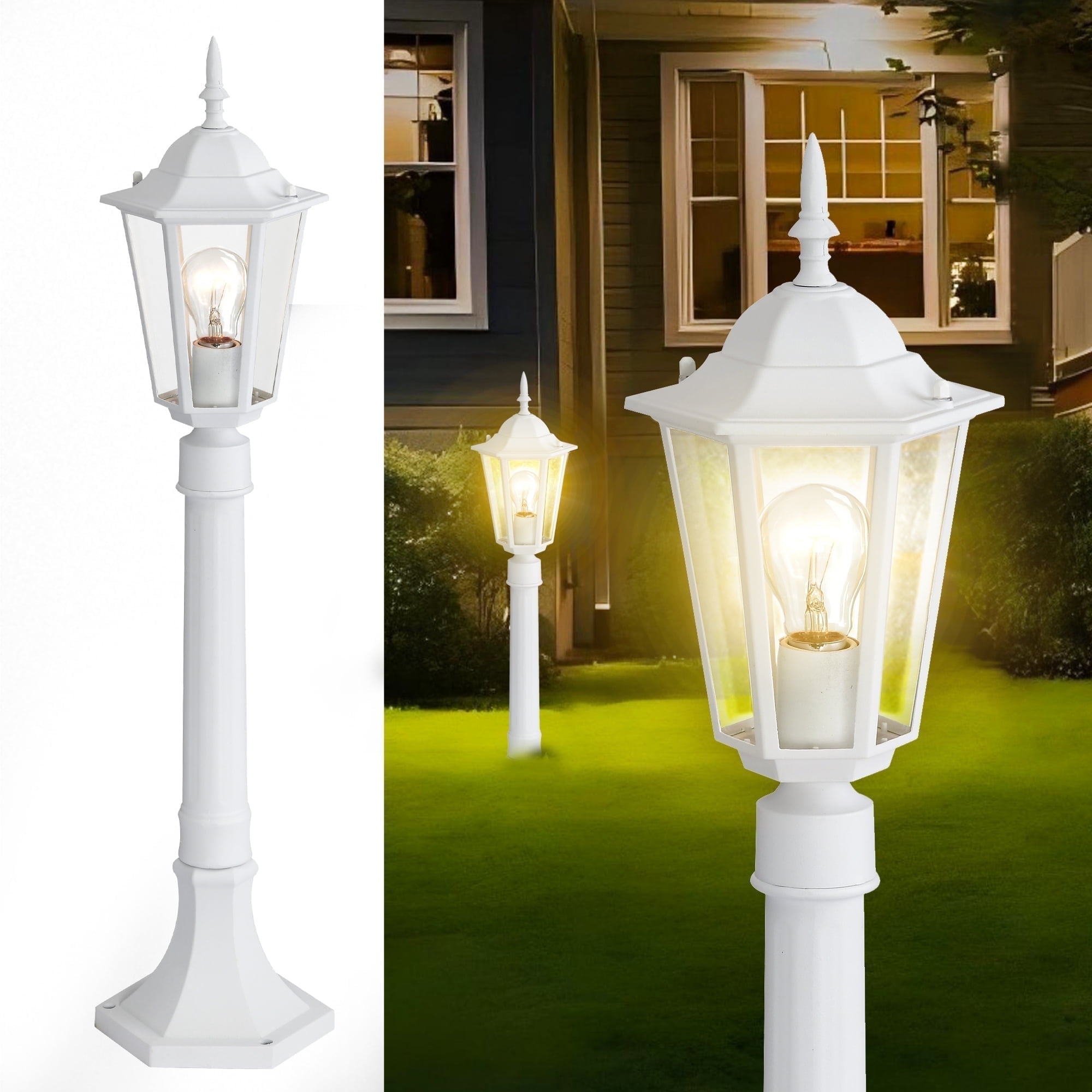 31'' Hard Wired Outdoor Post Light Fixtures White Exterior Post Lamp ...
