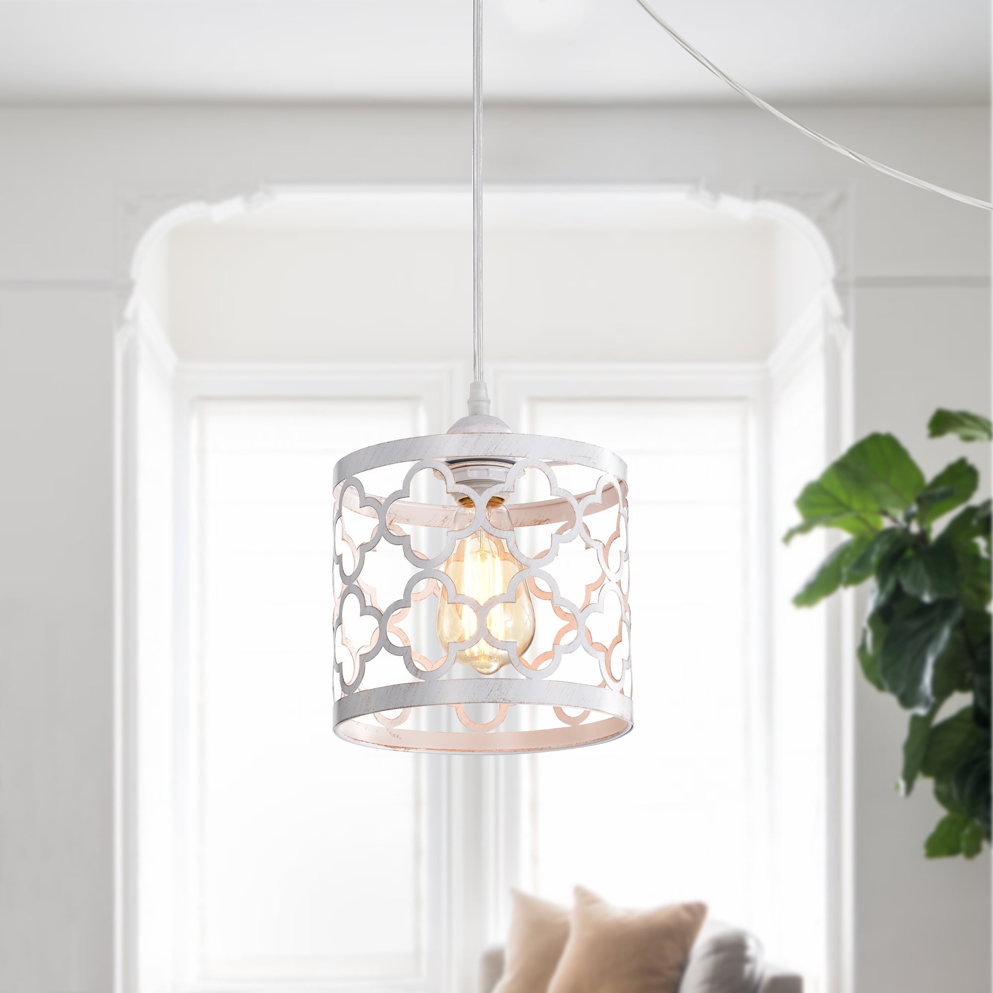 LaLuLa Modern Plug-in Pendant Light - 1-Light Farmhouse Chandelier for ...