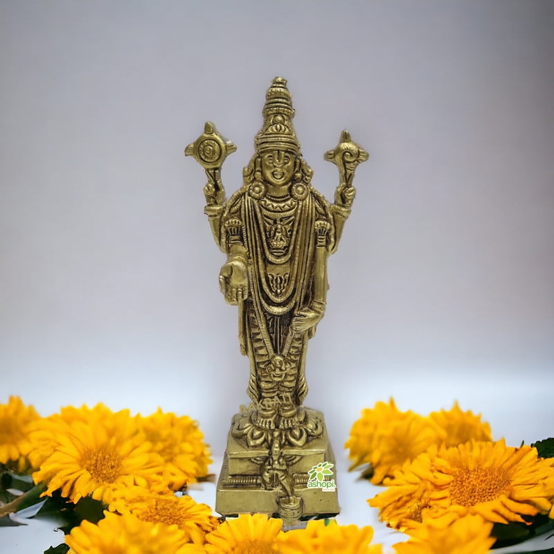 Ashopi Decor Brass Antique Tirupati Balaji Statue Balaji Sculpture ...