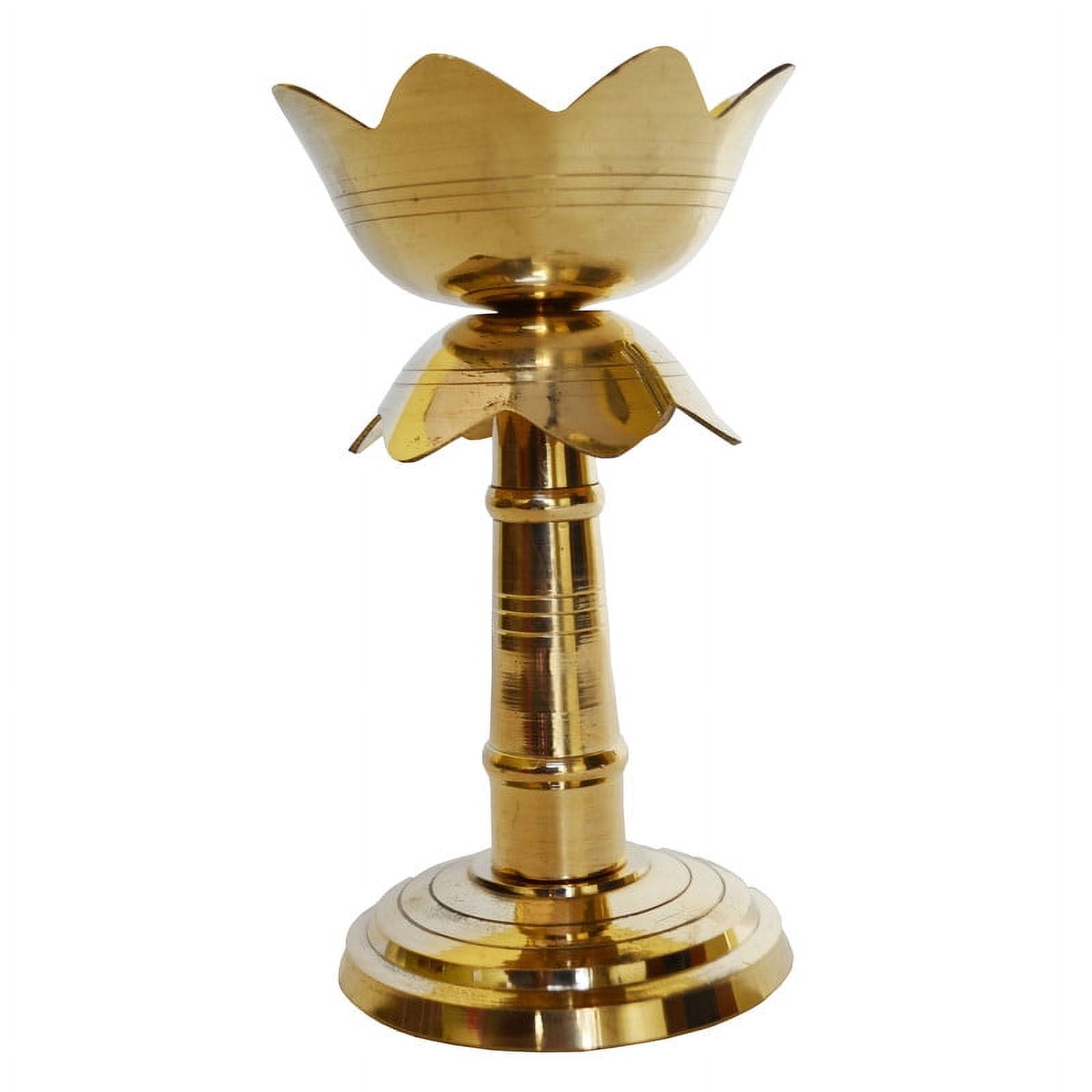 Ashopi Brass Diya, Deepak in Yellow Antique Finish Temple Worship Pooja ...