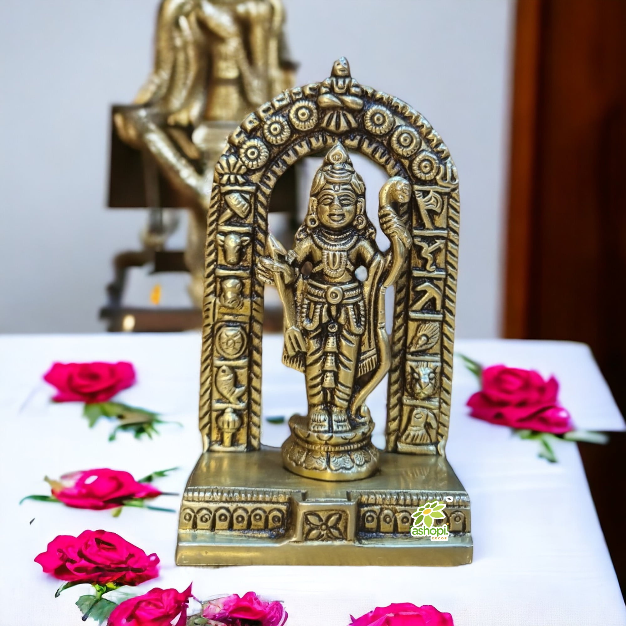 Ashopi Brass Ram Lalla Statue with Yellow Antique Finish |Religious idols| |Brass Idols| |Ram ...