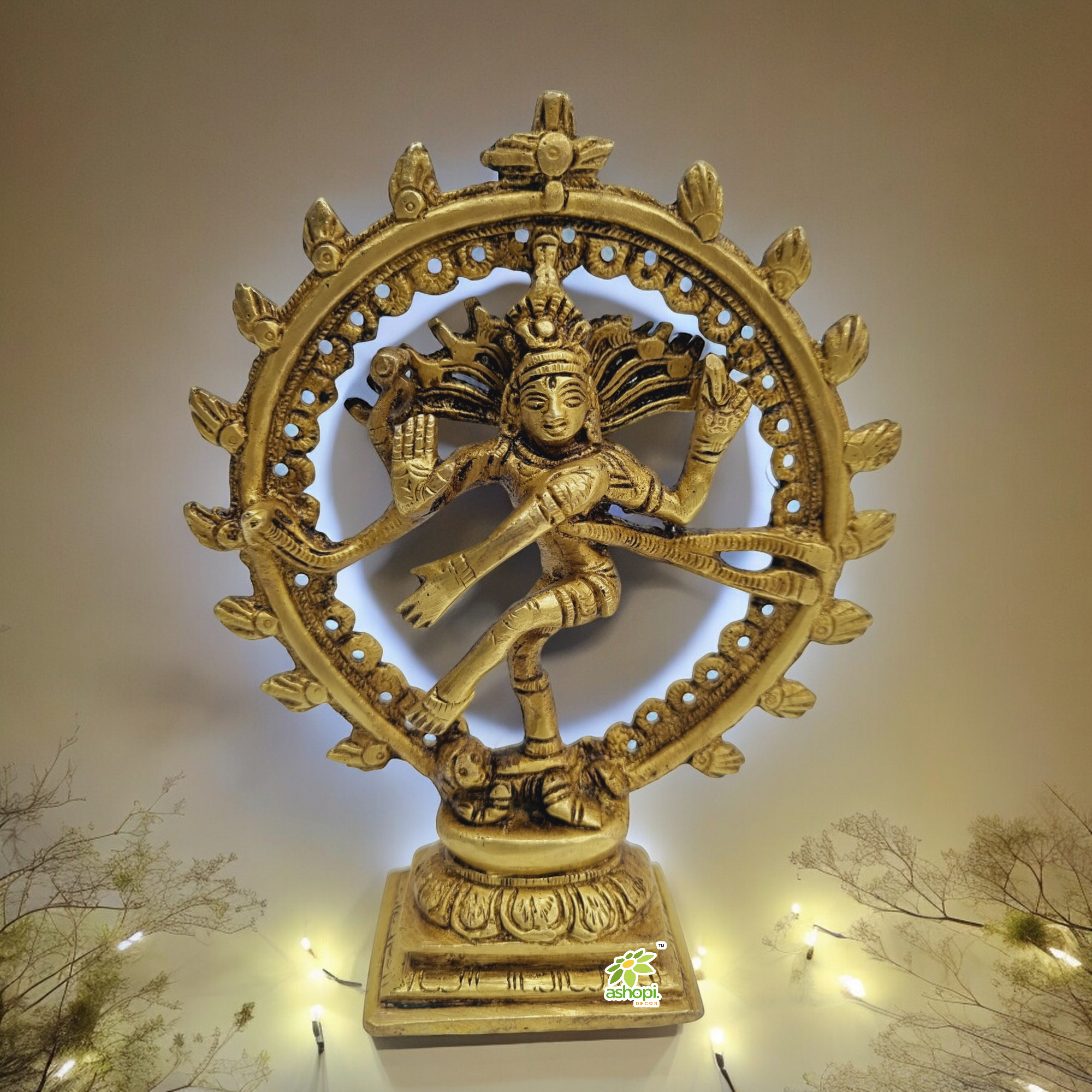 Ashopi Decor Natraj (Lord Shiva) with Turquoise coral stone work Decorative Showpiece - 6.5 cm ...