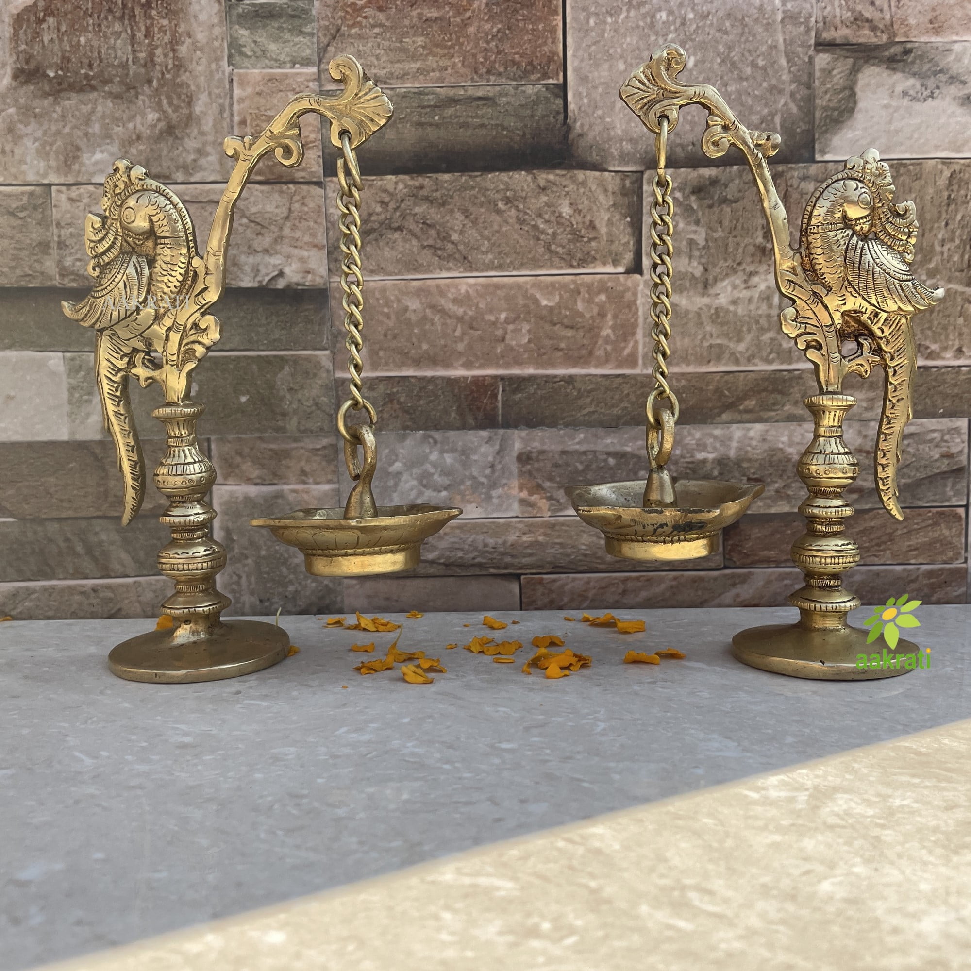 Ashopi Peacock Diya Stand,Brass Appam Deepam,Brass Deepak for Temple ...