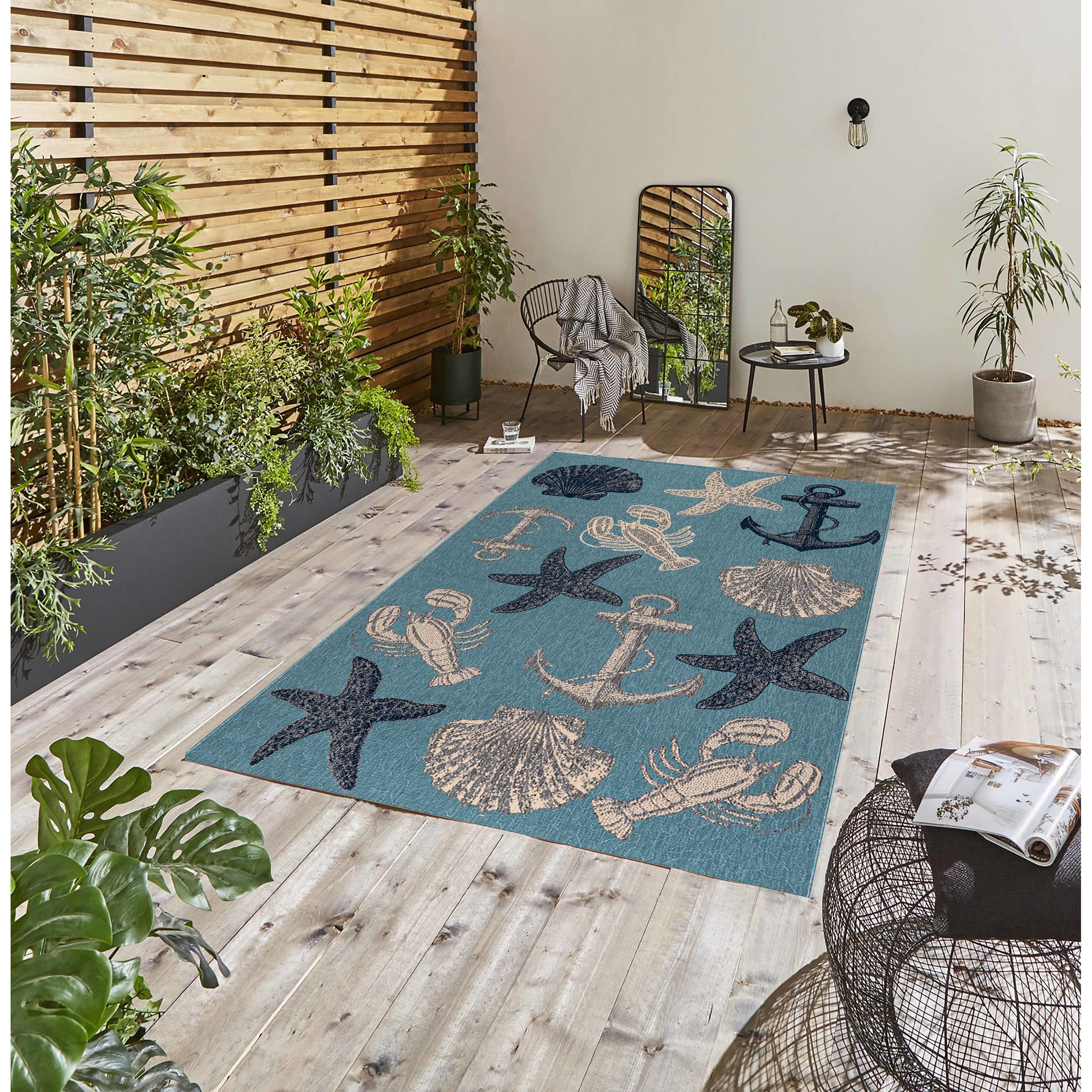 Ashore Nautical & Coastal Transitional Design Indoor/Outdoor Area Rug 7 ...