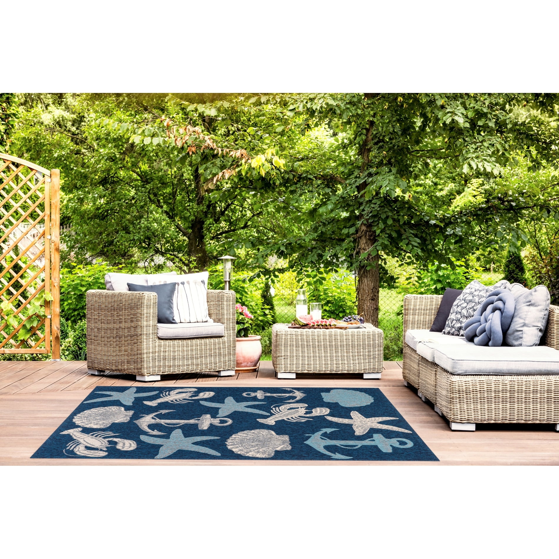 Ashore Nautical & Coastal Transitional Design Indoor/Outdoor Area Rug 7 ...