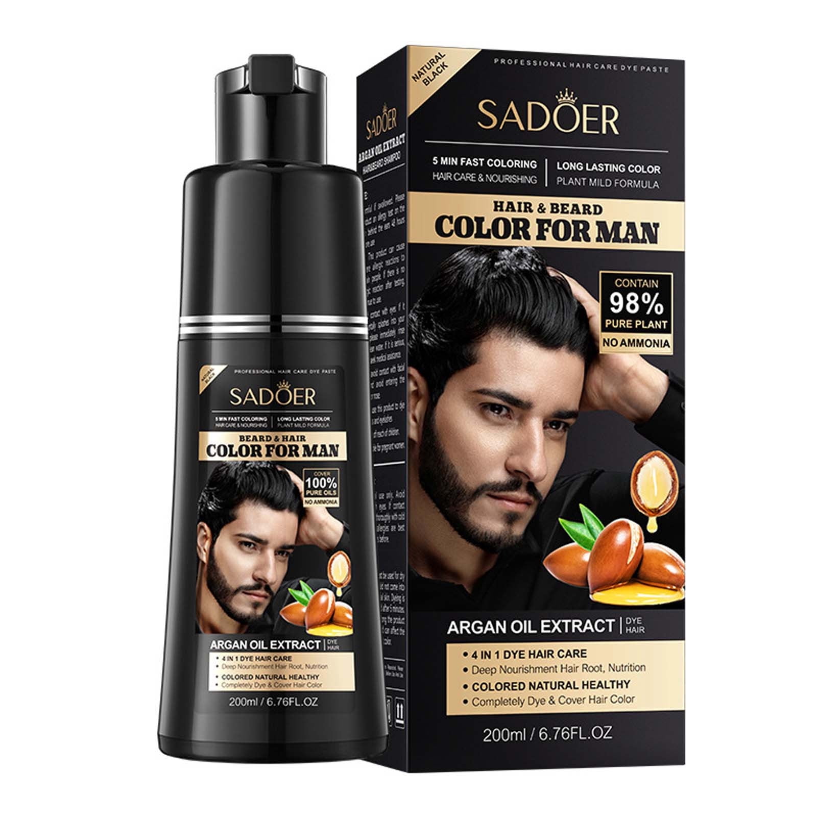 Ashosteey Black Hair Dye Shampoo,100% Gray Coverage Herbal Ingredients ...