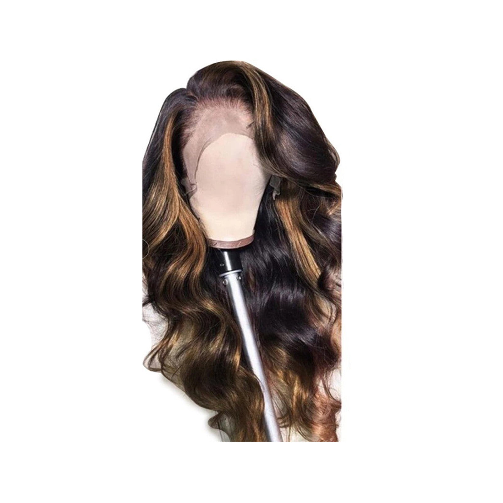 Ashosteey Long Brown Highlight Wavy Wig for Women, Middle Part Lace ...