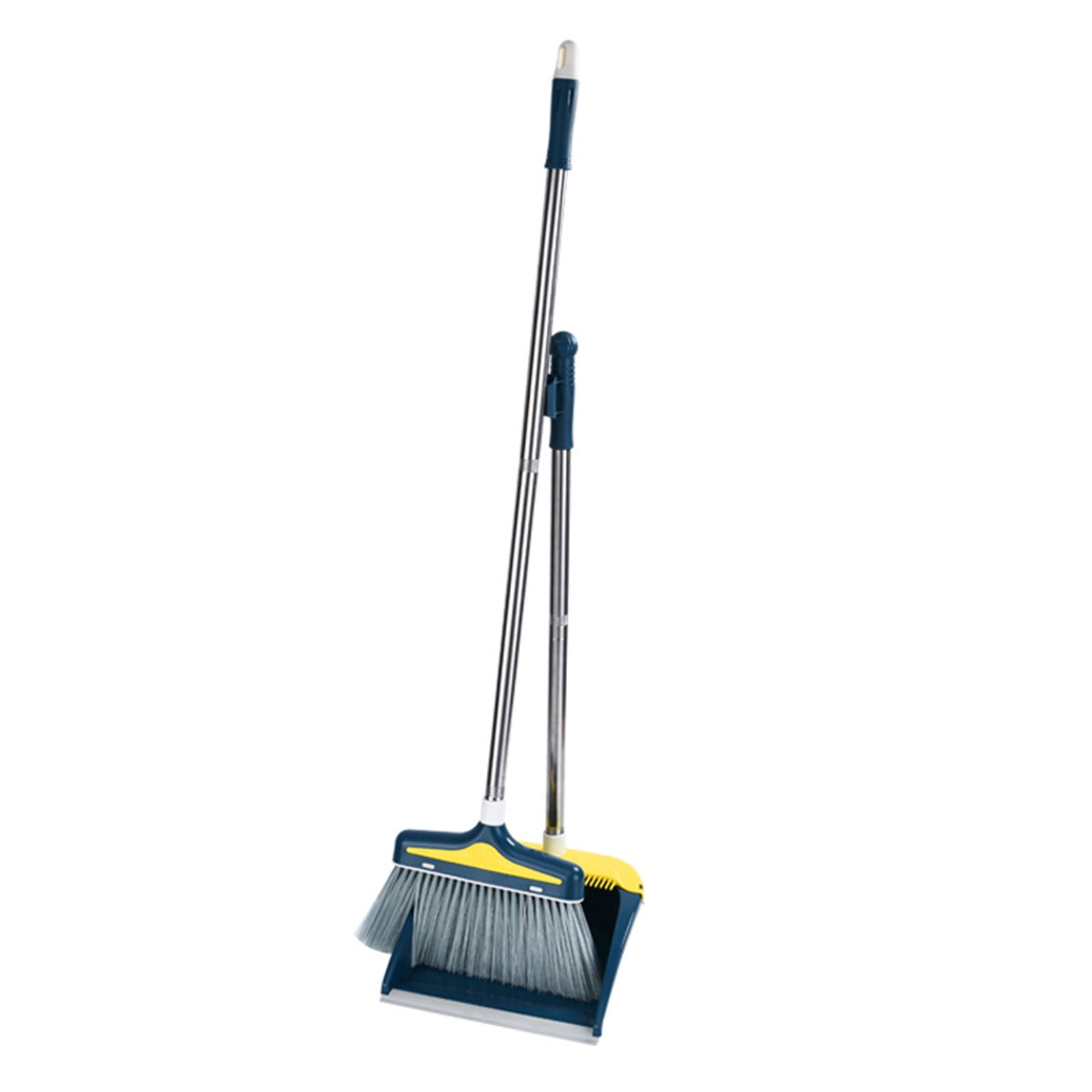 Ashosteey Long Handle Broom and Dustpan with Comb & Standing Dust Pan ...