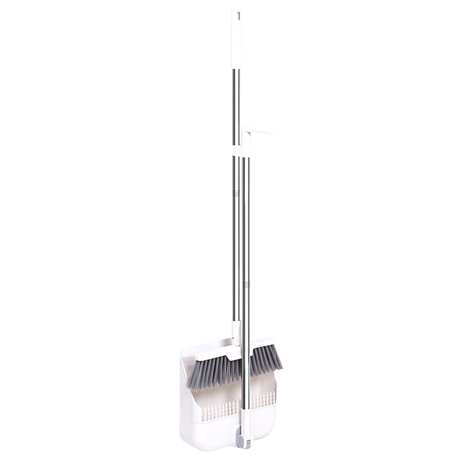 Ashosteey Long Handle Broom and Dustpan with Comb & Standing Dust Pan ...