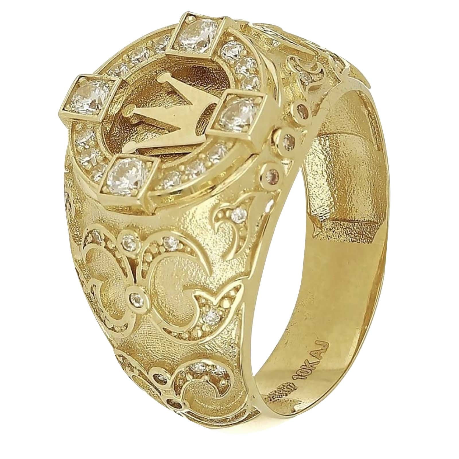 Ashosteey Men Ring,18K Yellow Gold Men's Ring,Hip hop Ring Cocktail ...