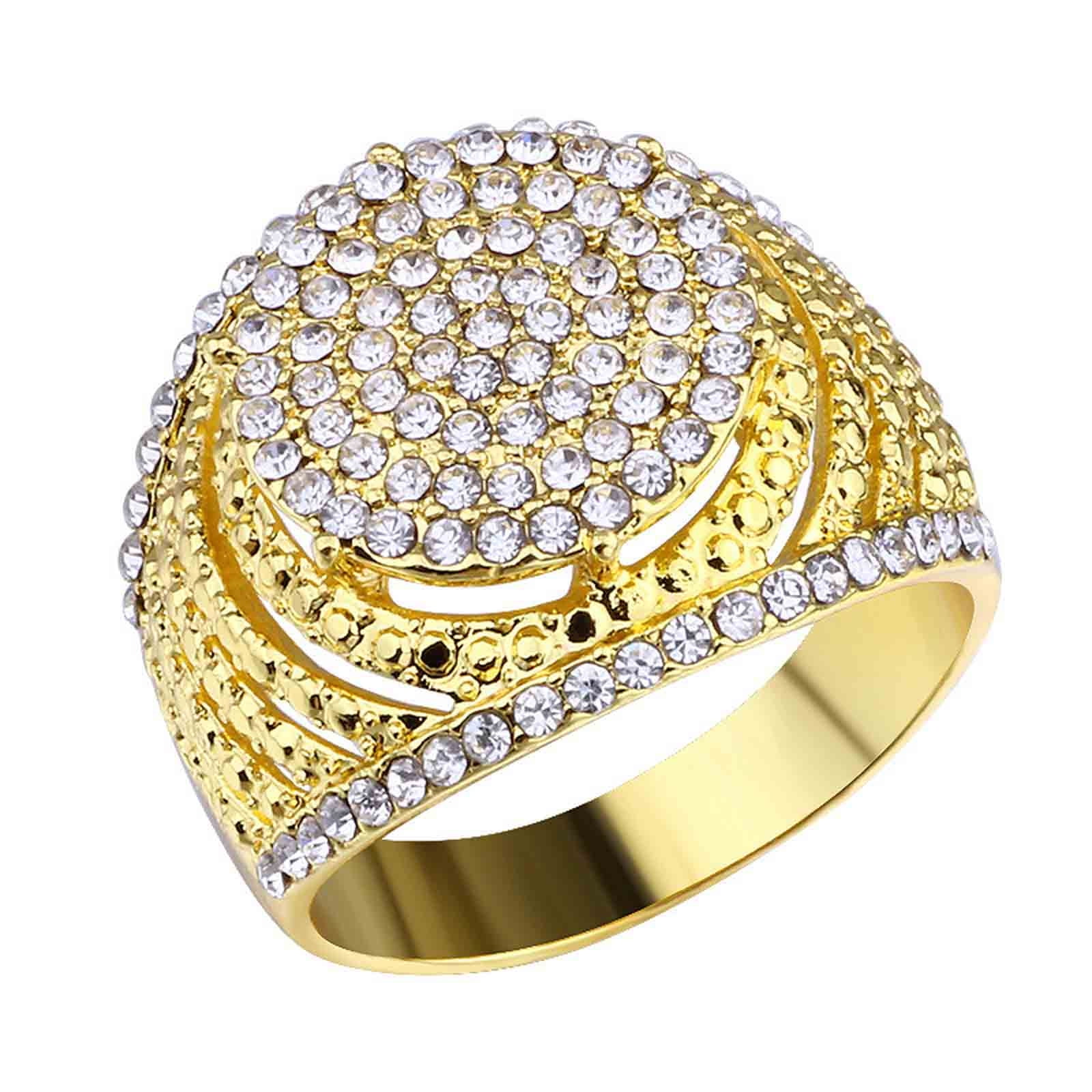 Ashosteey Men Ring,Alloy Ring Full Of Diamonds,Simulated Diamond Iced ...