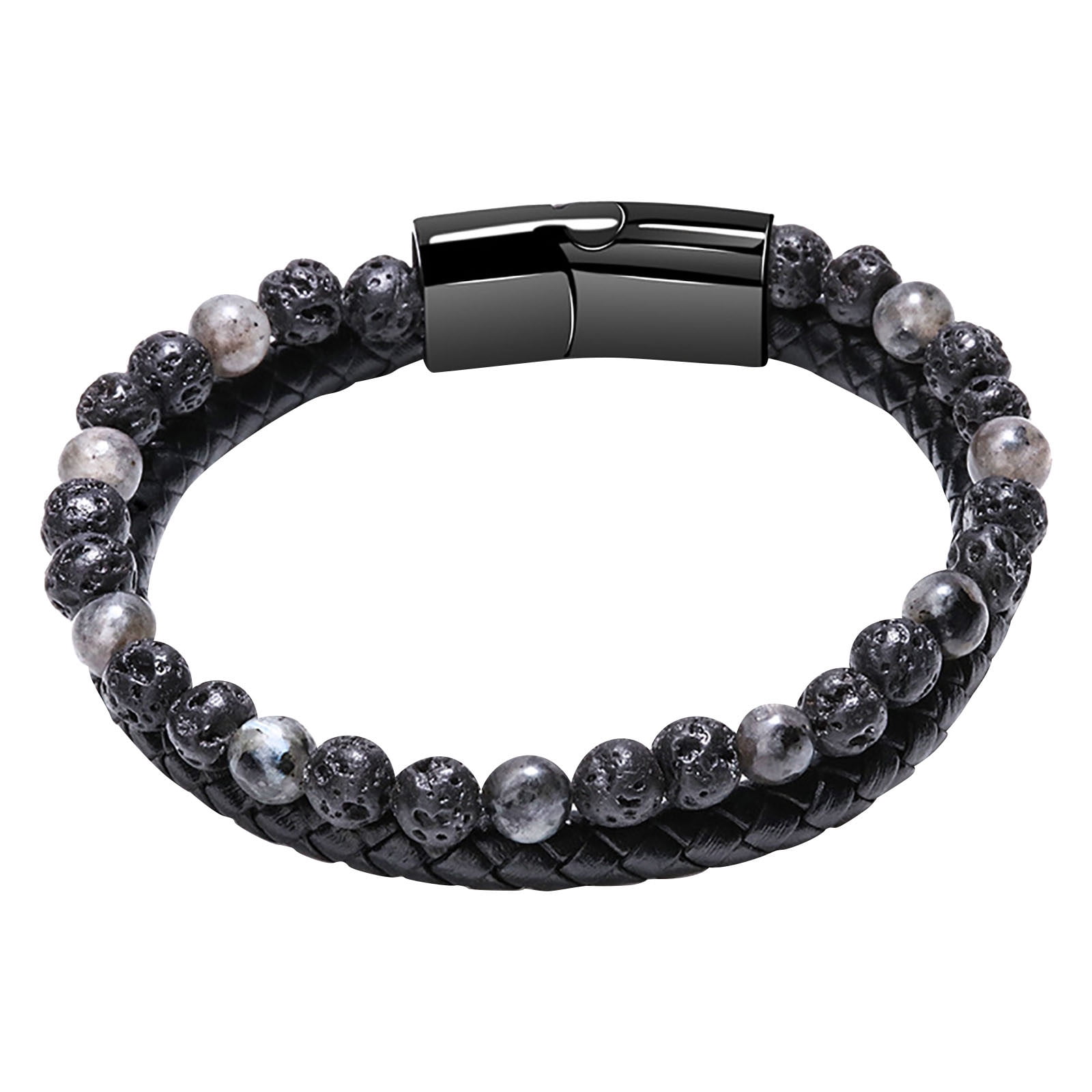 Ashosteey Natural Agate Stone Leather Beaded Bracelets,Gemstone Beaded ...