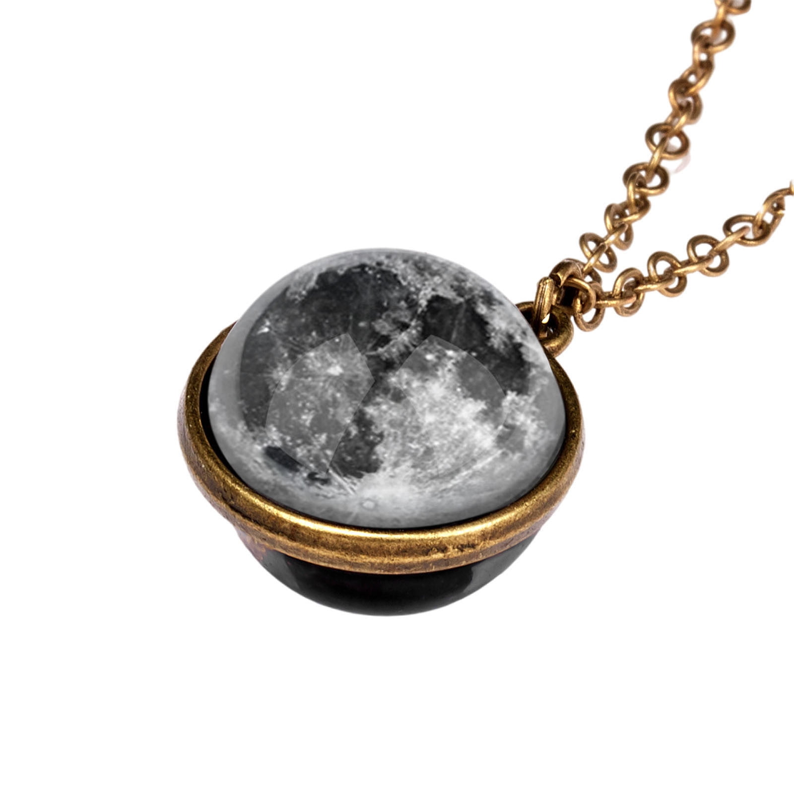 Ashosteey Necklace Luminous Planetary Necklace Pendant Double-sided Ball Universe Couple Chain ...