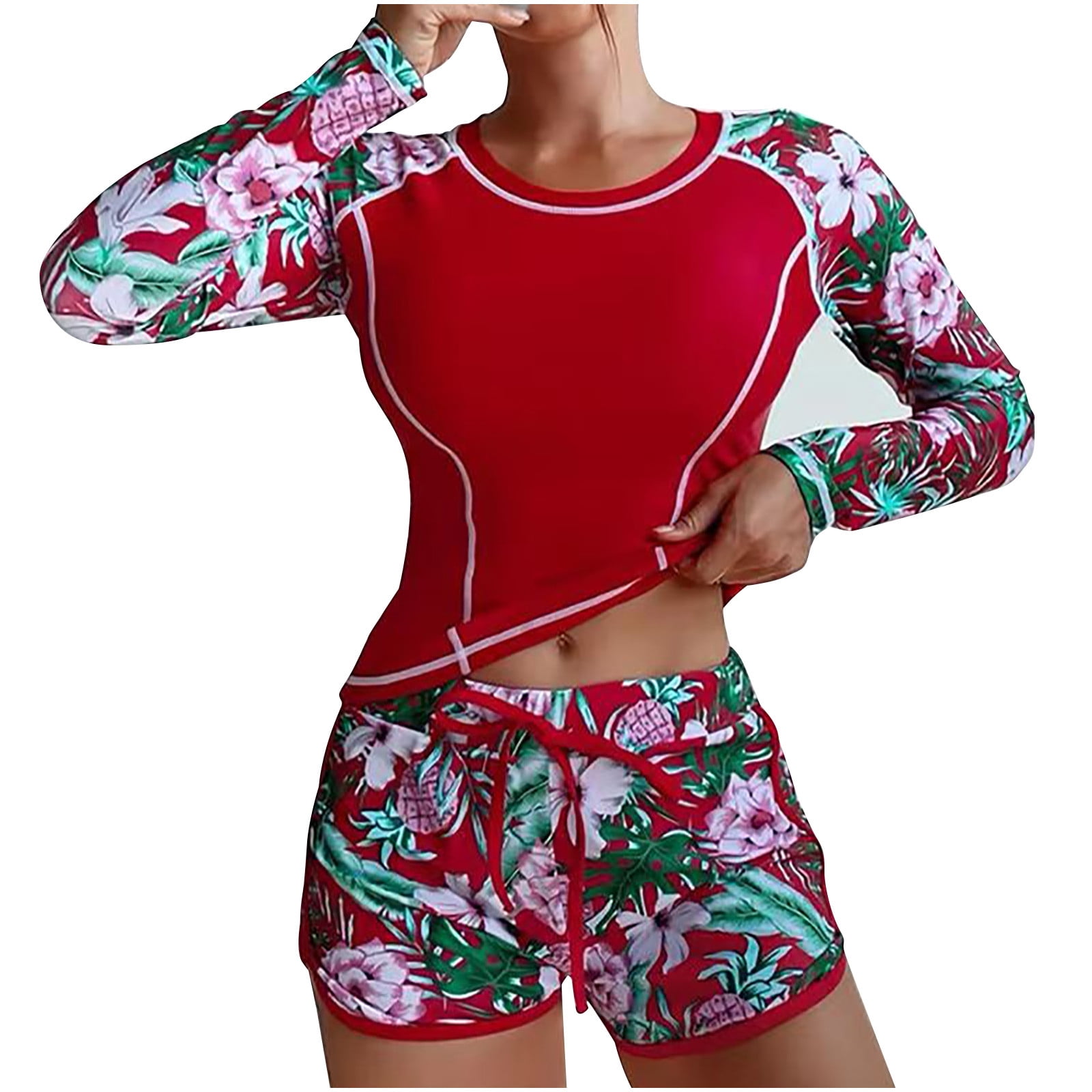 Ashosteey Women Two Piece Rash Guard Long Sleeve Swimsuits Uv Upf 50