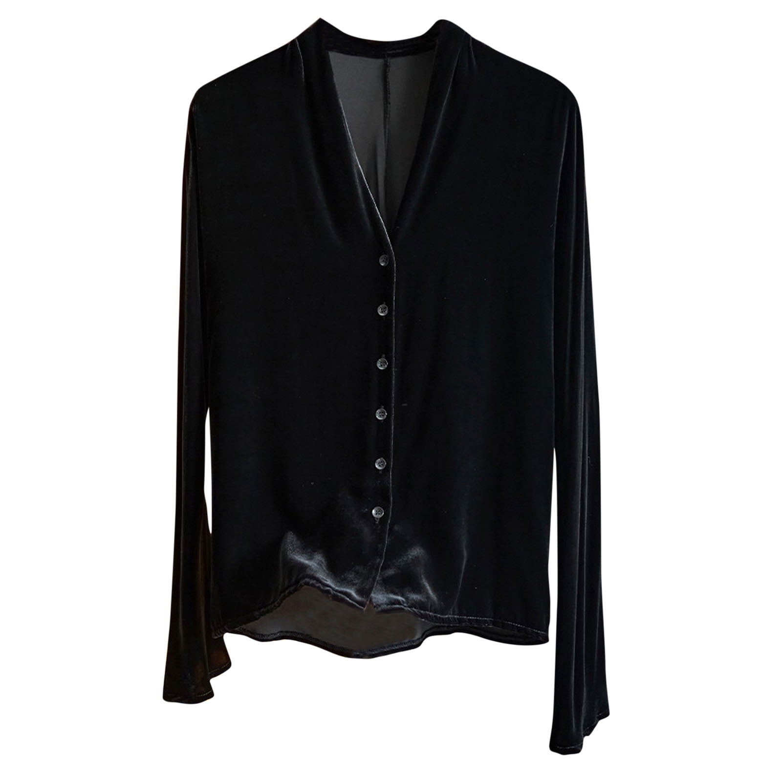Ashosteey Women's Elegant Long Sleeve Tops V Neck Vintage Velvet Blouse ...