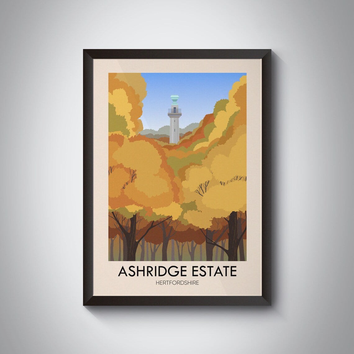 Ashridge Estate Travel Poster, Hertfordshire, The Chiltern Hills ...