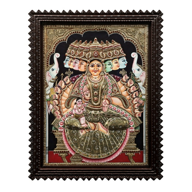 Ashtabhuja Gajalakshmi Tanjore Painting | Traditional Colors With 24K ...