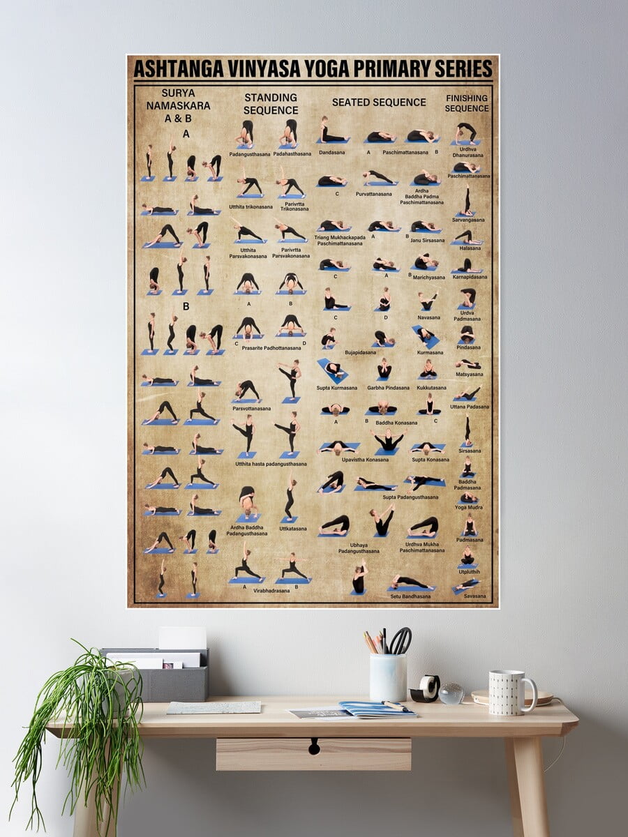 Ashtanga Vinyasa Yoga Primary Series Poster Wall Art, Modern Wall Decor ...