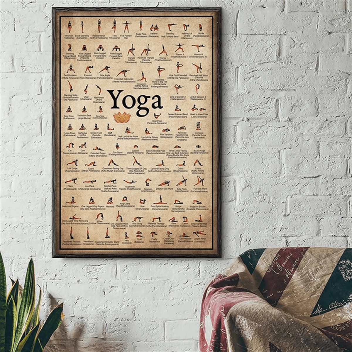 Ashtanga Yoga Pose Chart Canvas Print Vintage Gym Exercise Poster ...