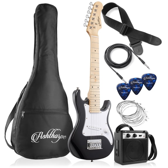 Ashthorpe 30-Inch Beginner Electric Guitar Set with Real Amplifier ...