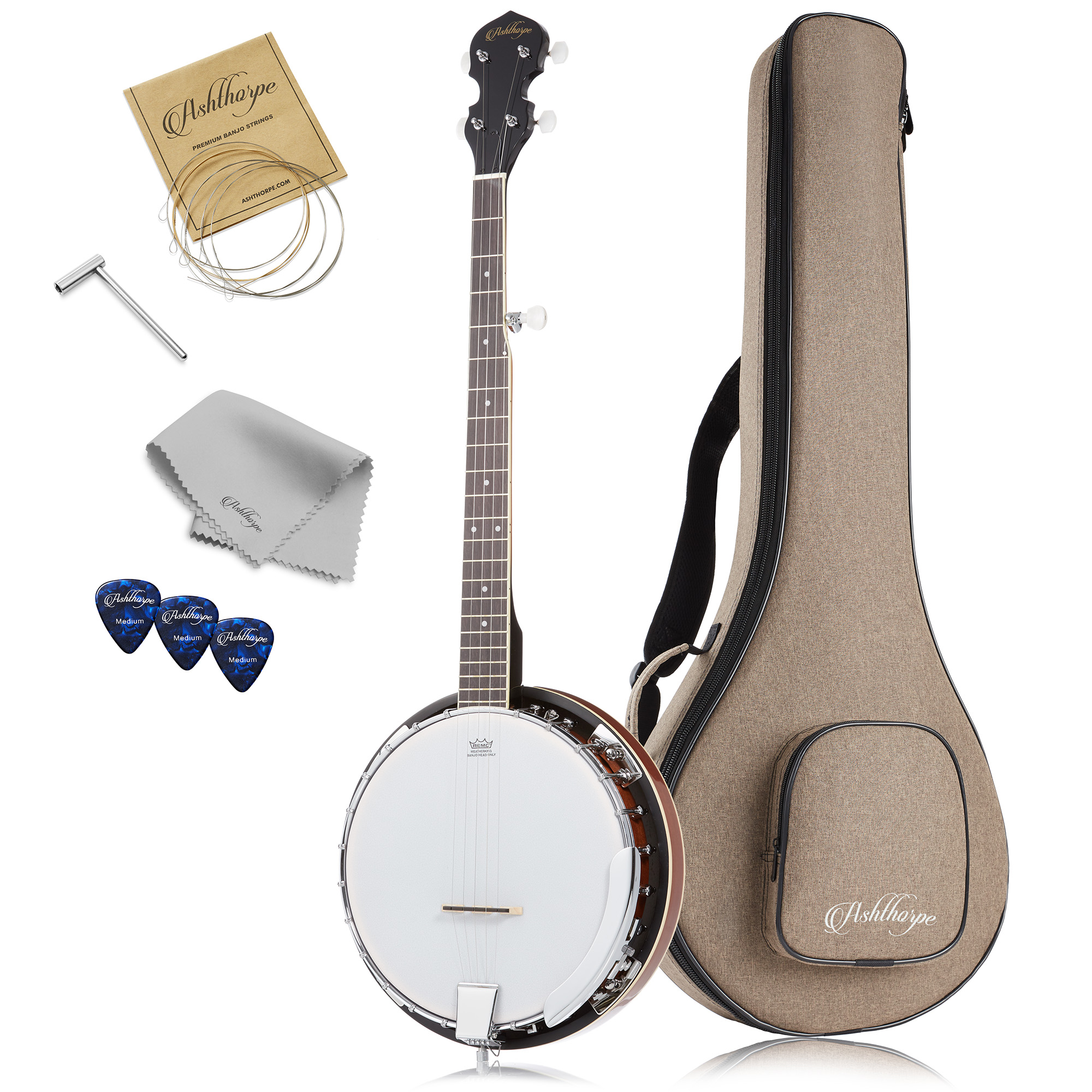Costway Sonart 5 String Geared Tunable Banjo 24 Brackets Closed Back ...
