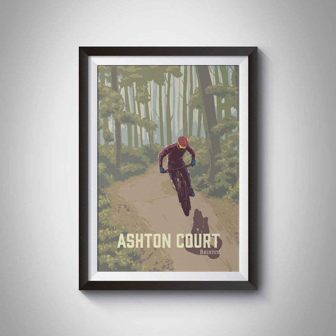 Ashton Court Mountain Biking Poster, Bristol Mtb, Travel Print, Nova Trails, Mountain Bike Art ...