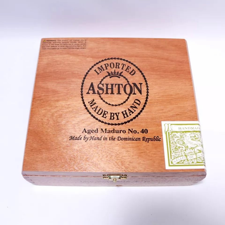 Ashton Double Aged Maduro No. 40 Empty Wood Cigar Box 7.5" x 6.75" x 2. ...