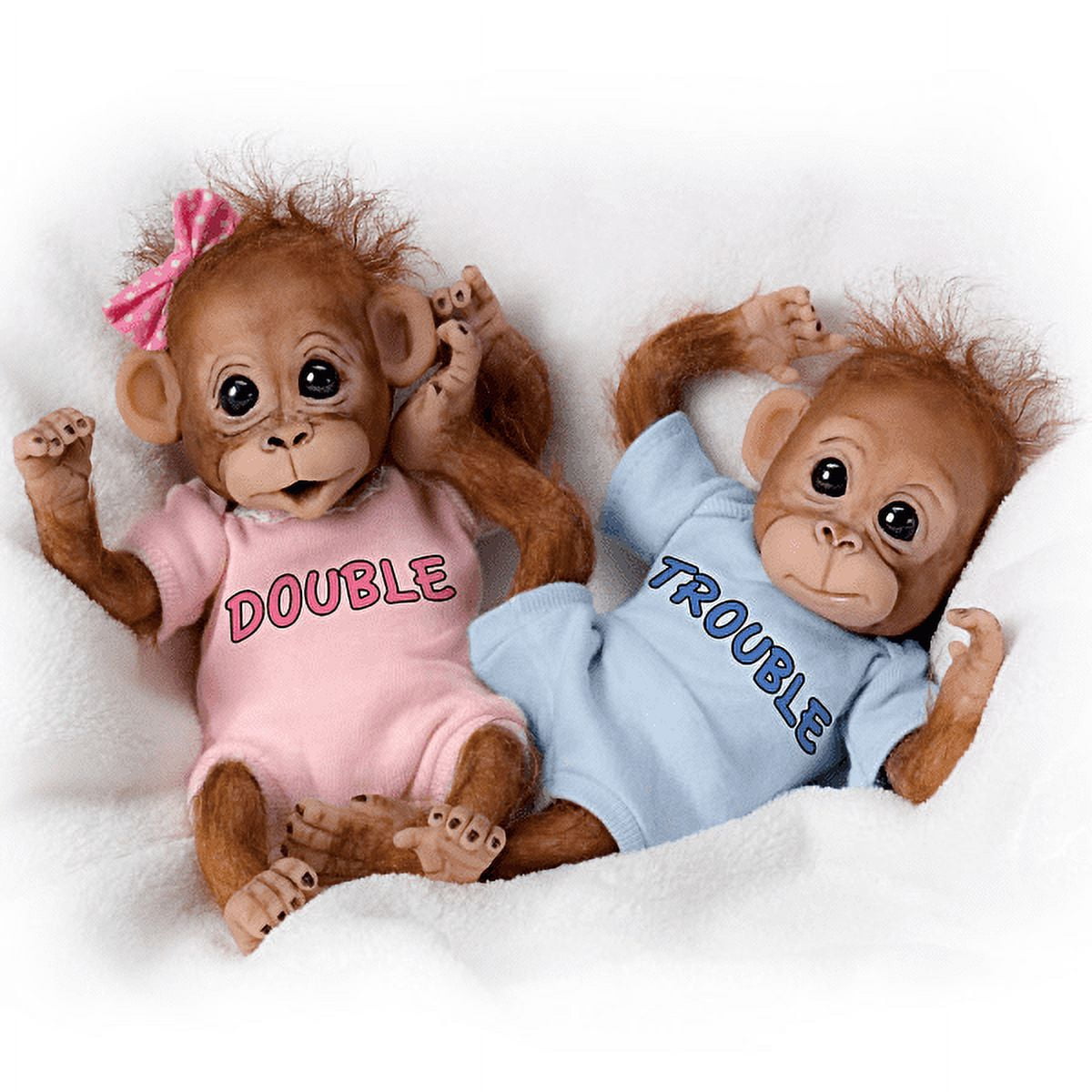 Ashton-Drake Galleries Real Life Animal Orangutan Twin Doll Set, Poseable, 8-Inches - Walmart.com