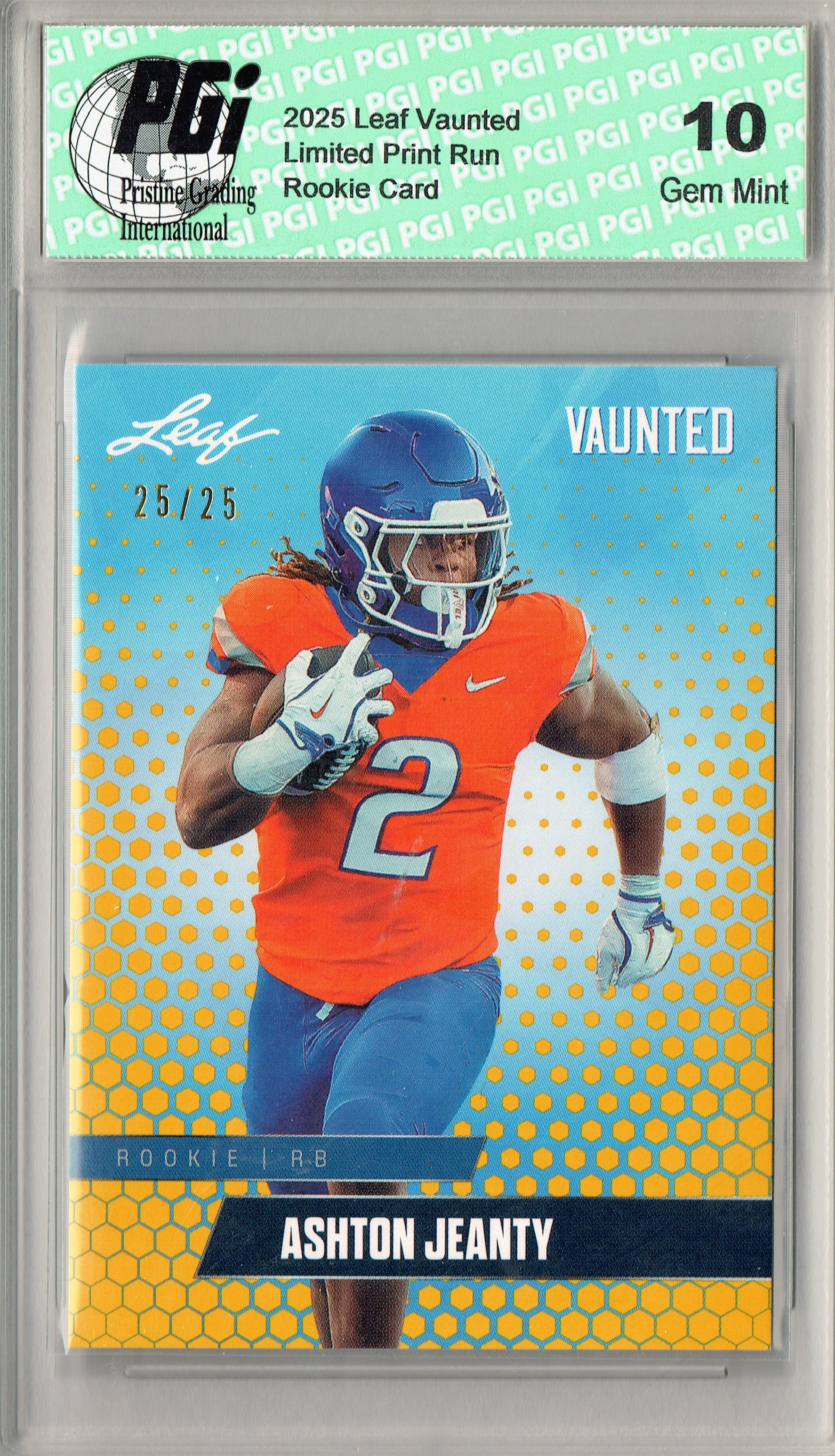 Ashton Jeanty 2025 Leaf Vaunted #V-01 Gold 25 Made Rookie Card PGI 10 ...