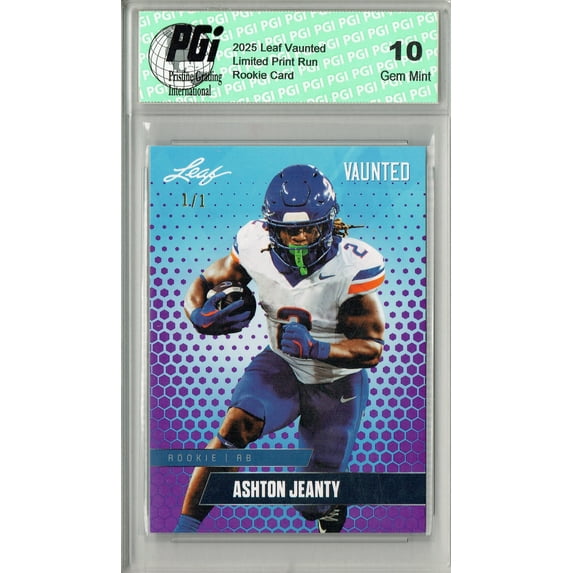Ashton Jeanty 2025 Leaf Vaunted #V-02 Purple Blank Back 1/1 Rookie Card ...