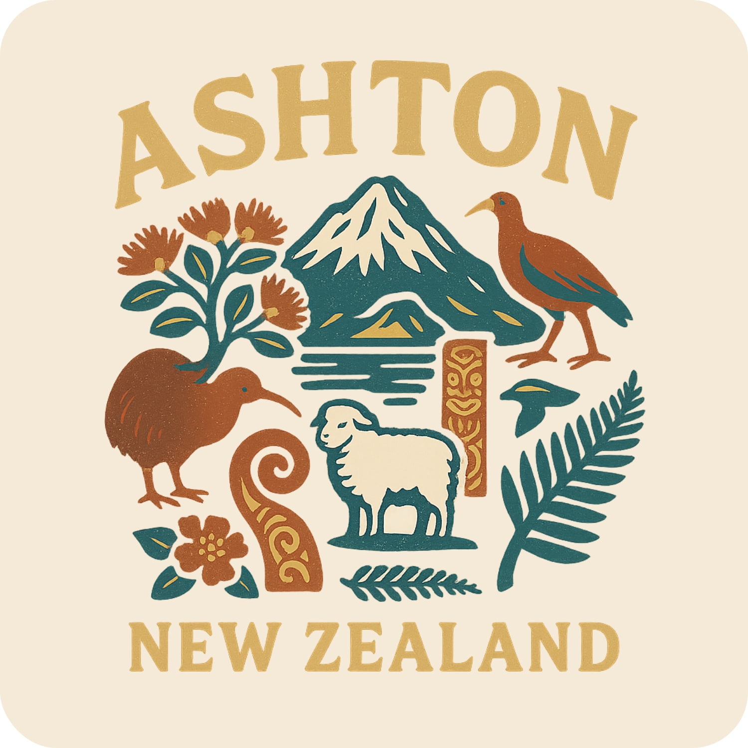 Ashton New Zealand Keepsakes Souvenir Vinyl Sticker – Destination ...