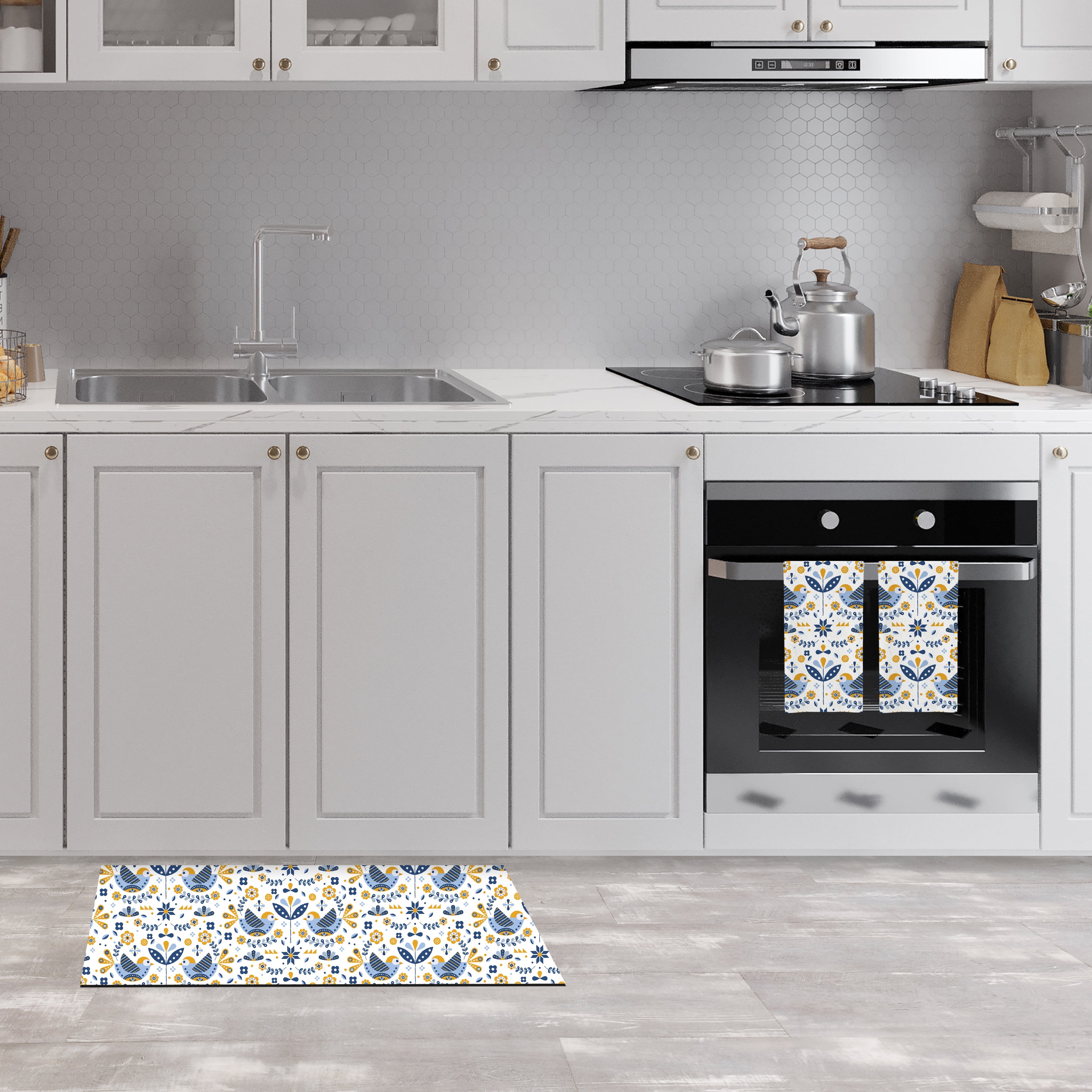 Ashton Nordic Pattern Kitchen Towels & Mat Set ( 3 Piece ) Fade ...