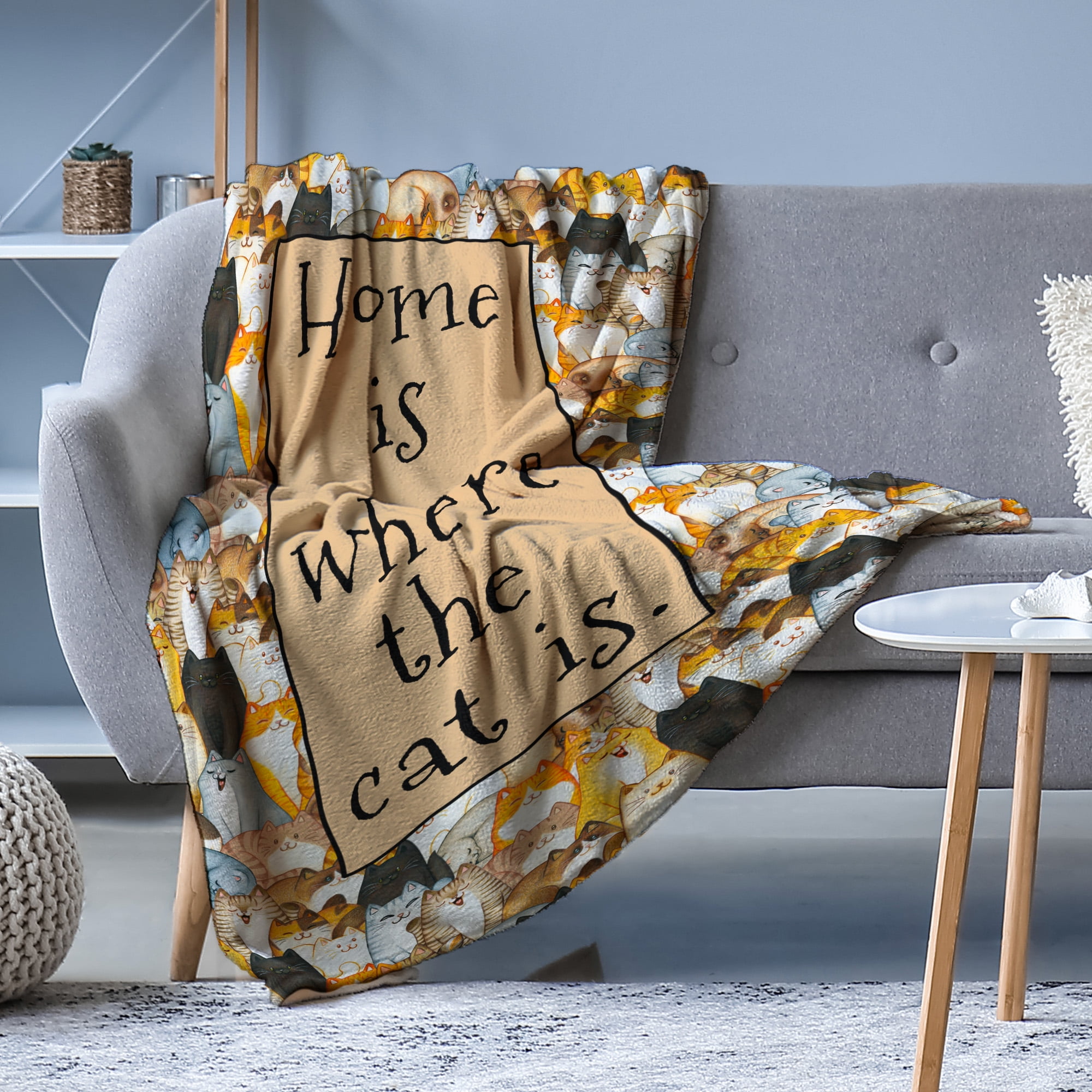 Ashton Super Soft Home Is Where The Cat Is Plush Throw 40" X 57 ...