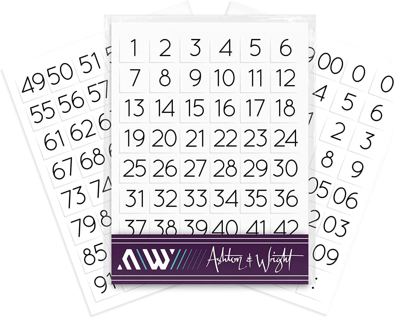 Ashton and Wright - 0-99 Numbered Stickers - 144 Easy Peel Labels - 13 ...