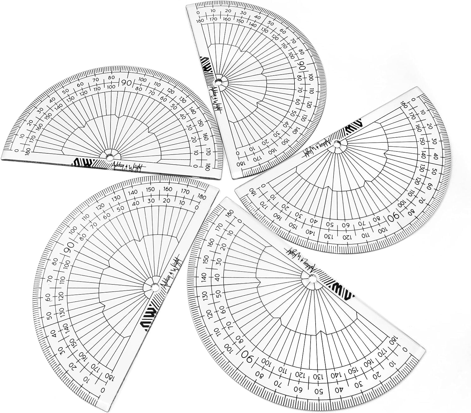 Ashton and Wright - 180 Degree Protractor - 10cm - Lightweight School ...