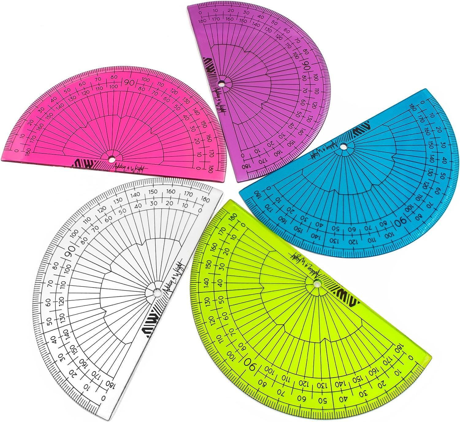 Ashton and Wright - 180 Degree Protractor - 10cm - Lightweight School ...