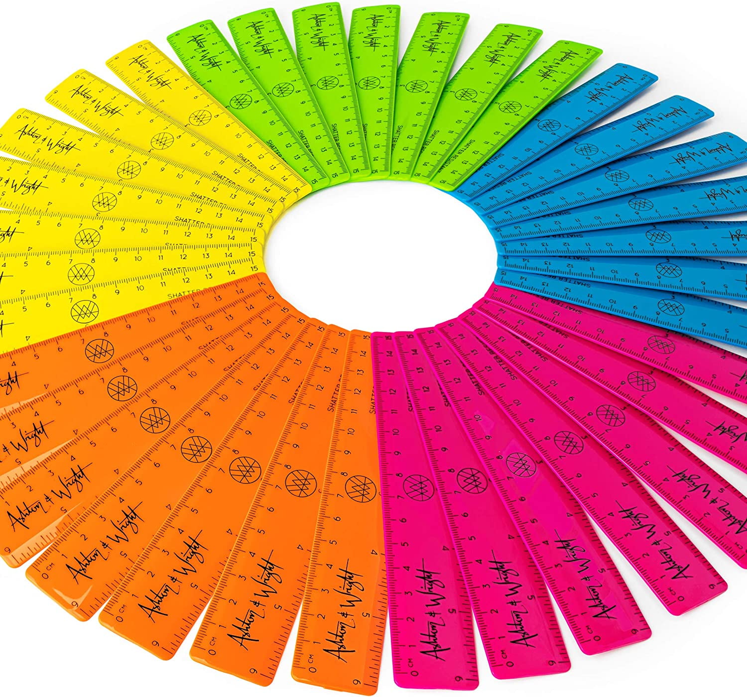 Ashton & Wright - 6in/15cm Plastic Rulers, Shatter Resistant - Pack of ...