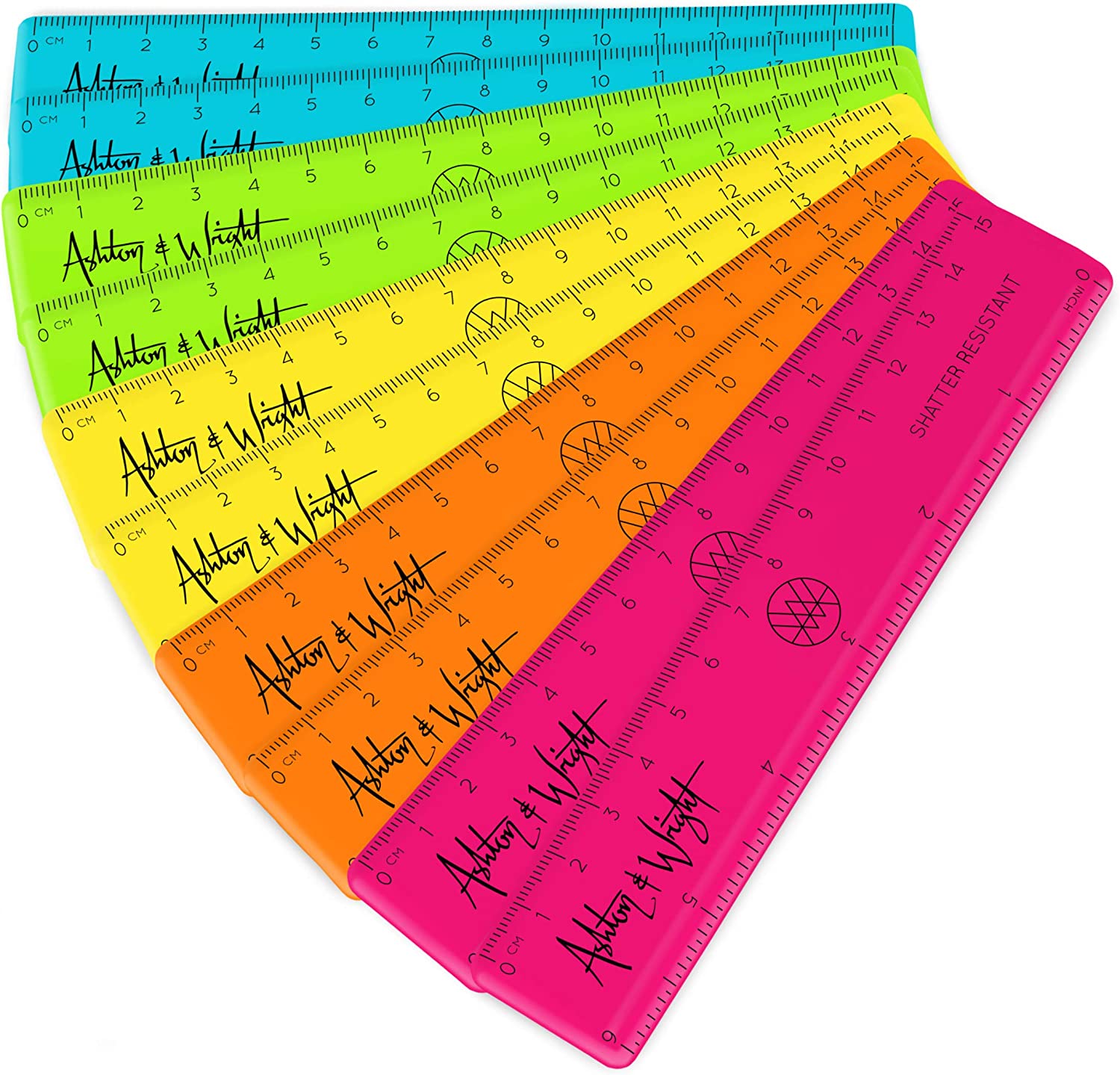 Ashton and Wright - 6 inch / 15cm Rulers - Shatter Resistant - Pack of ...